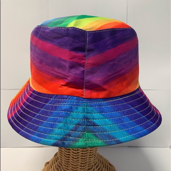 Accessories | New Bucket Hat Rainbow Multi Color Reverses To Black ...